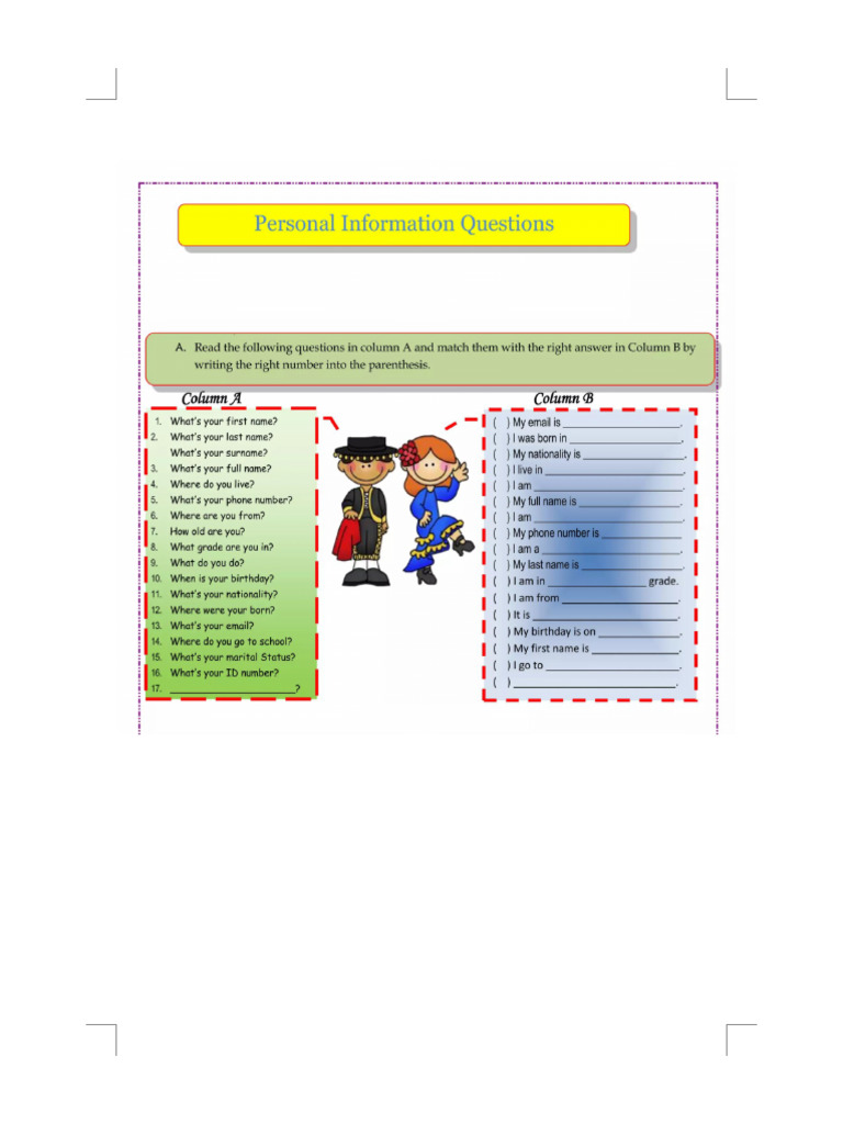 Personal Information Questions | PDF