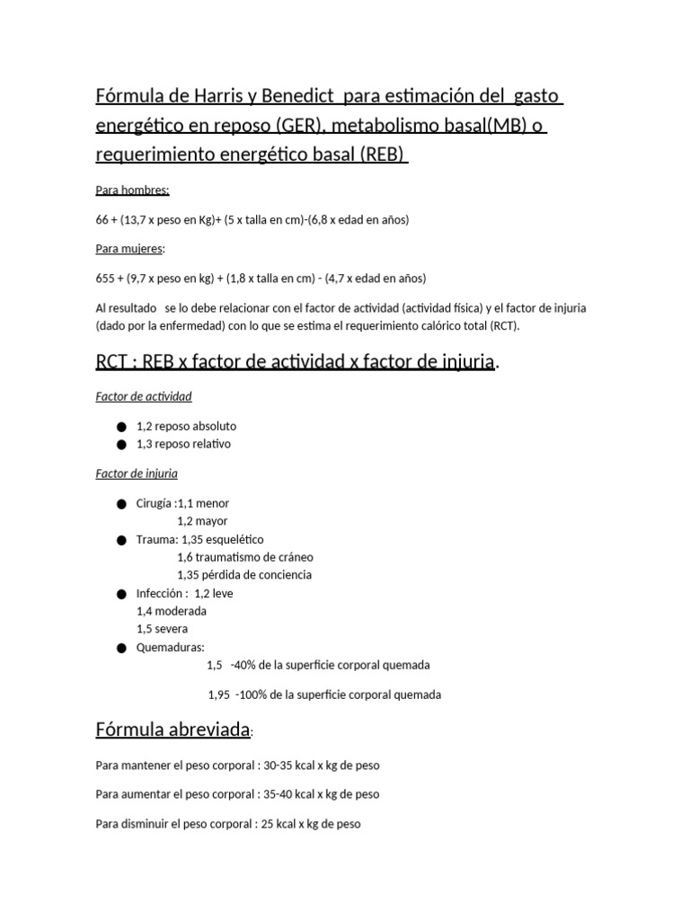 Formula HB - Fórmula Abreviada - IMC - Ejercicios | PDF | Índice de masa corporal | Medicina CLINICA