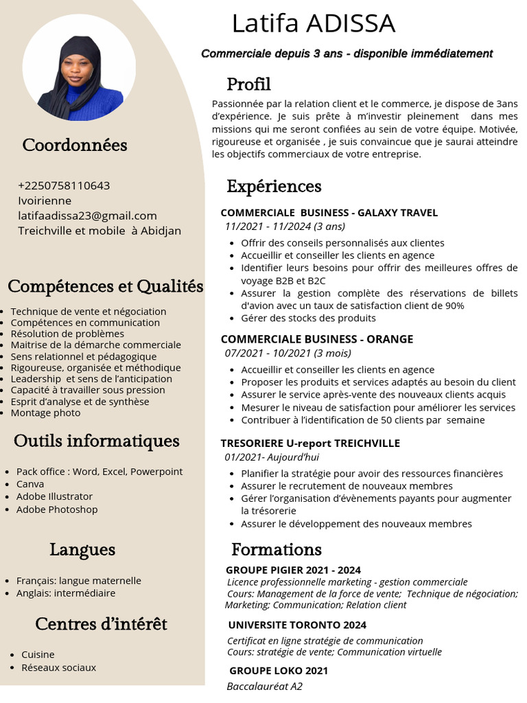 Profil Commercial de Latifa Adissa | PDF | Commercialisation | Business