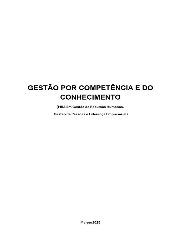 TRABALHO-Gestão Por Competência e Do Conhecimento | PDF | Competência (Recursos Humanos ...