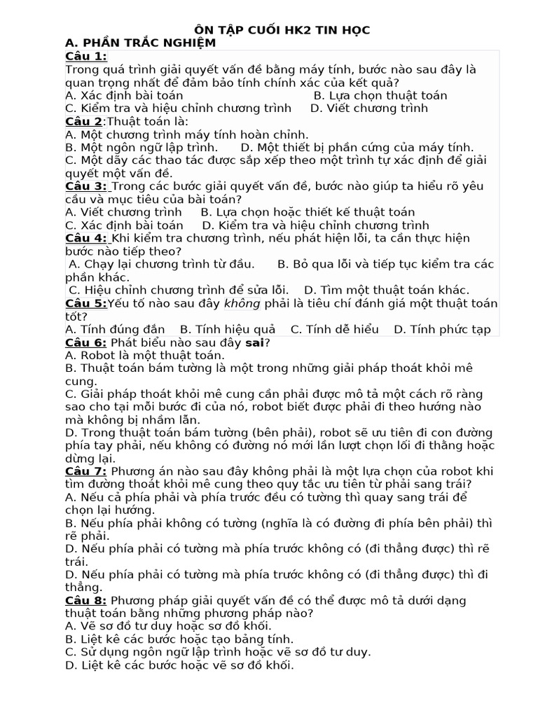 Ôn Tập Tin Học Hk2 Lớp 9 (2) | PDF