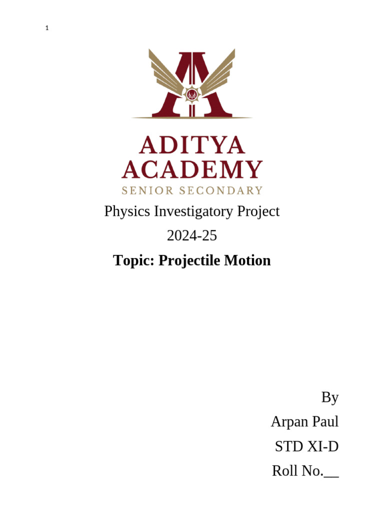 Physics Investigatory Project | PDF | Projectiles | Force