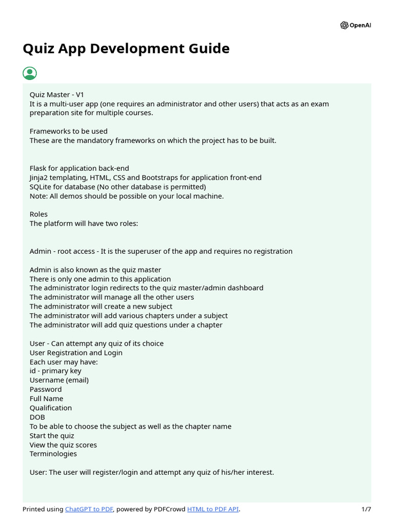 Quiz App Development Guide | PDF | Superuser | Databases