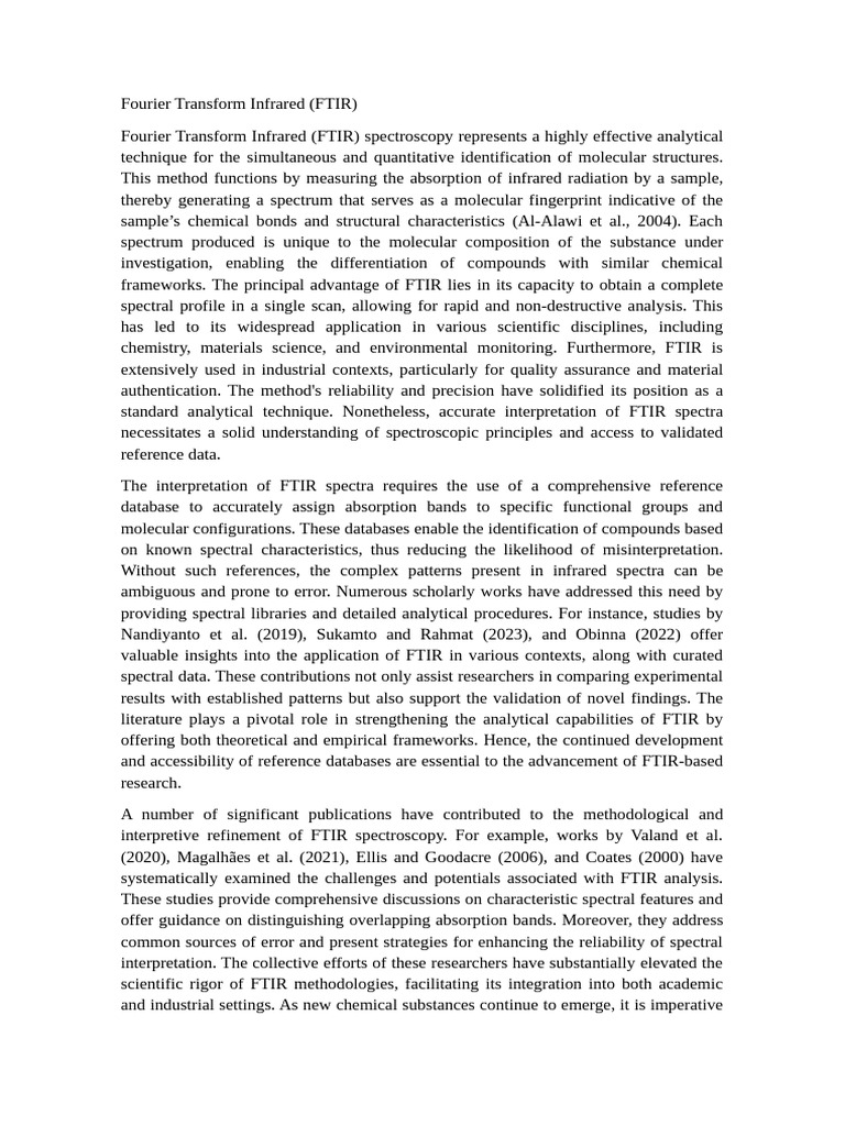 FTIR Spectroscopy: Analysis & Interpretation | PDF | Spectroscopy ...