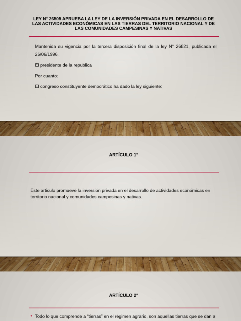 Ley #26505 Aprueba La Ley de | PDF | Propiedad | Dominio eminente