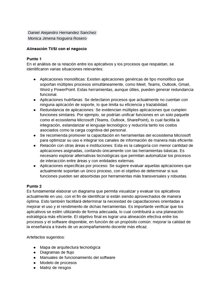 Alineación TISI Con El Negocio Daniel Hernandez - Monica Noguera | PDF ...