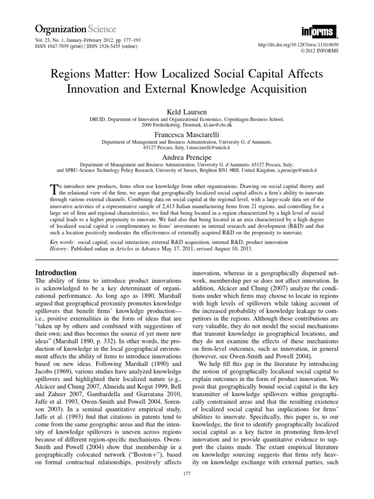Laursen - 2012 - Regions Matters - How Localized Social Capital Affects ...