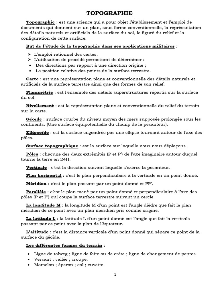 Introduction à la topographie militaire | PDF | Topographie