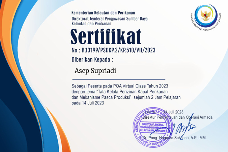 Sertifikat POA Virtual An Asep Supriadi | PDF