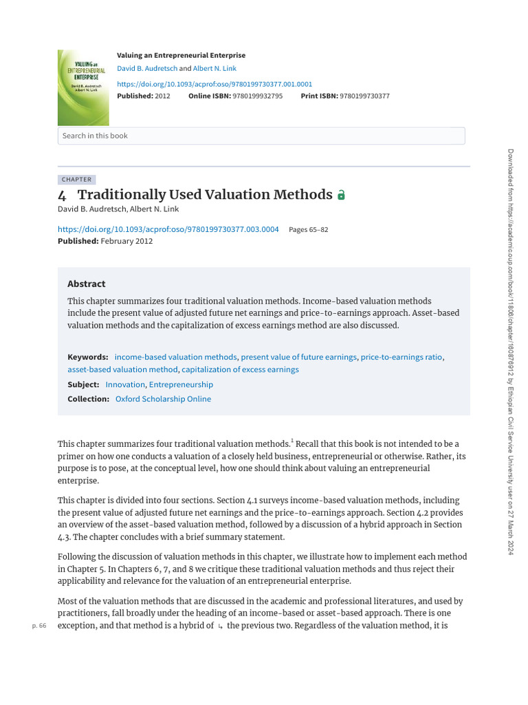 02 Traditionally Used Valuation Methods | PDF | Business Valuation ...