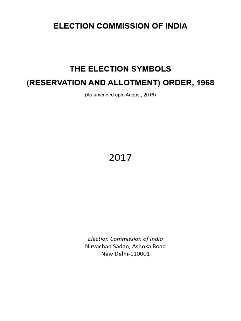 Election Symbols Order, 1968 Overview | PDF | Elections | Governance