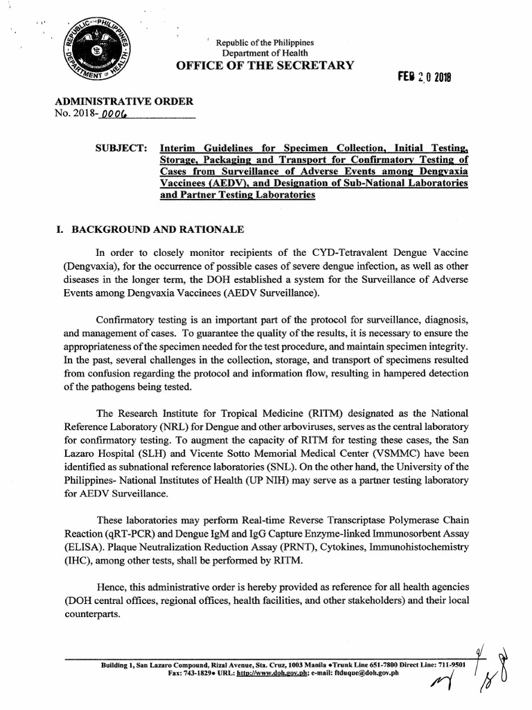 Department of Health - 2018 - Administrative Order No. 2018-0006 ...