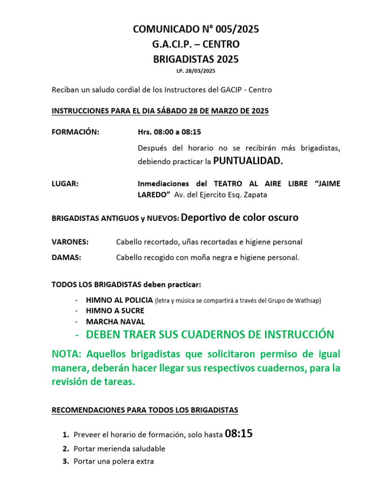 Comunicado Nro 5 | PDF