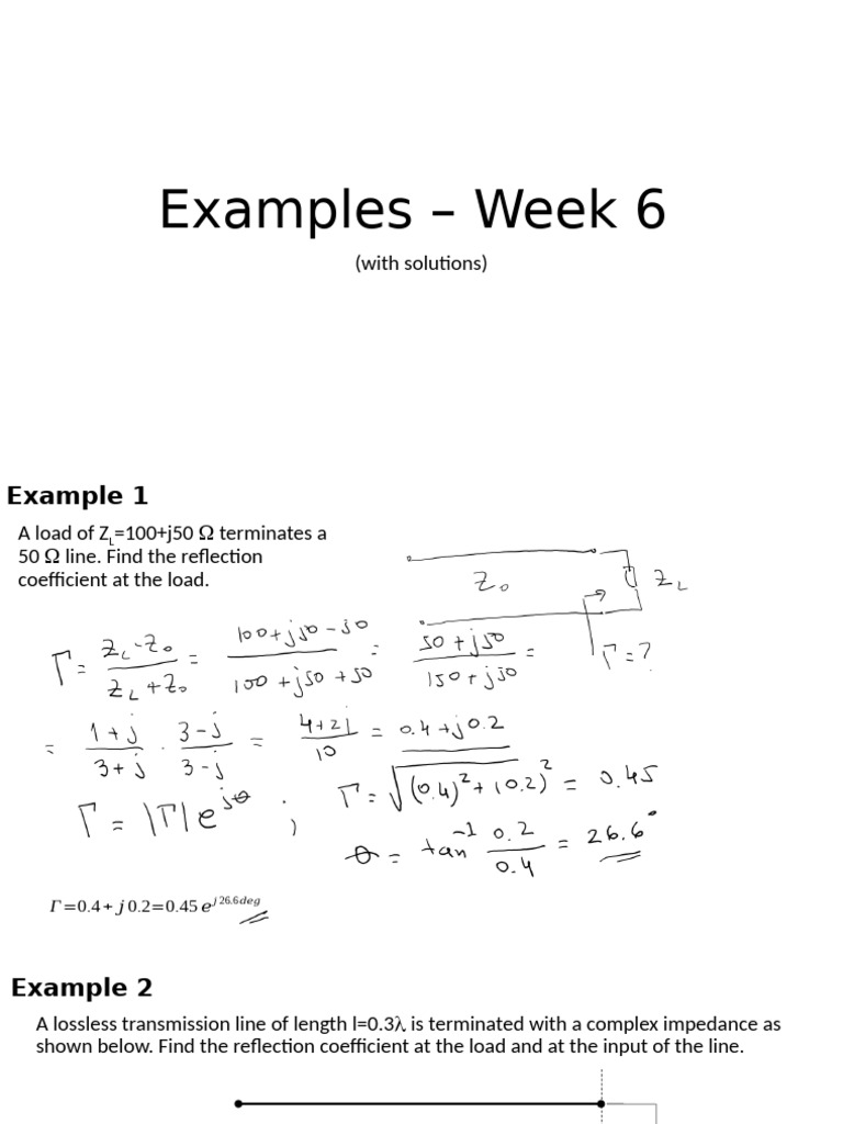 Examples Week 6 2022 With Solutions | PDF