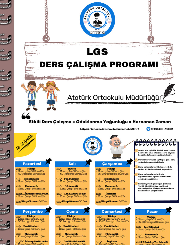 LGS Ders Calisma Programi | PDF