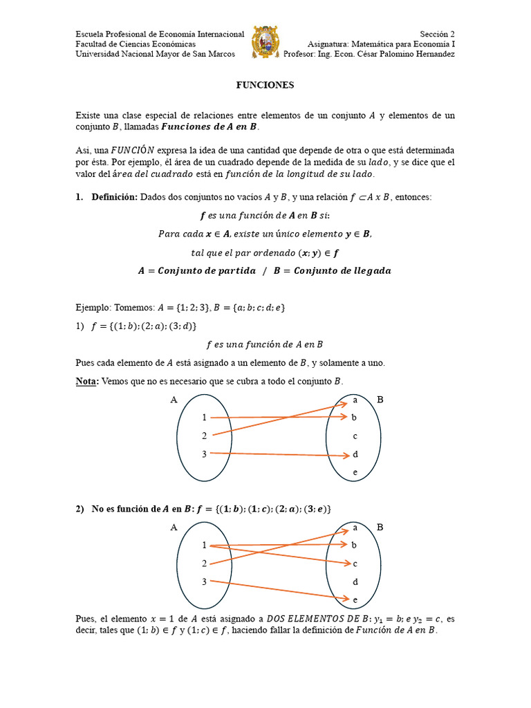 Definición y Ejemplos de Funciones | PDF | Función (Matemáticas ...