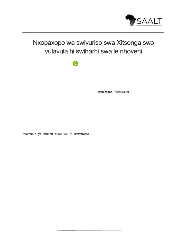 An Analysis of Xitsonga Proverbs Regarding Wild An | PDF | Languages Of ...