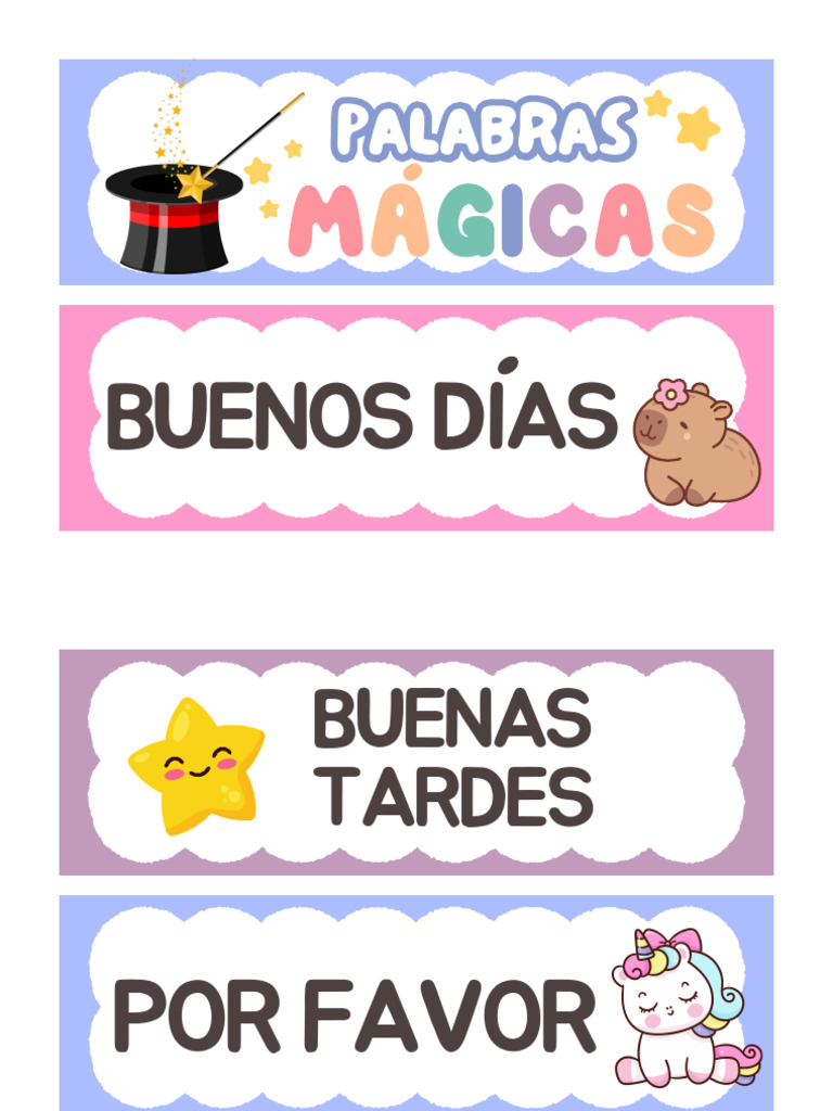 Palabras Mágicas - Dos Carteles Por Cada Hoja A4 | PDF