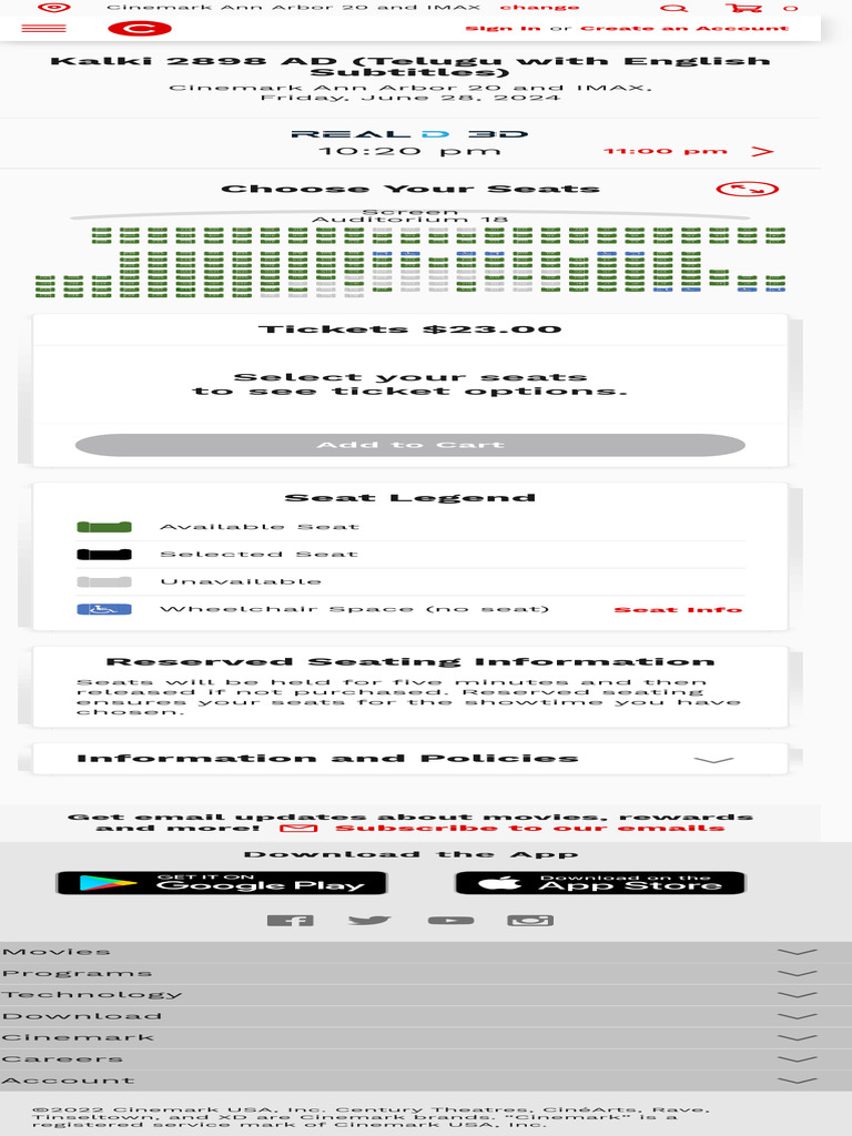 Cinemark - Reserve Your Seats | PDF
