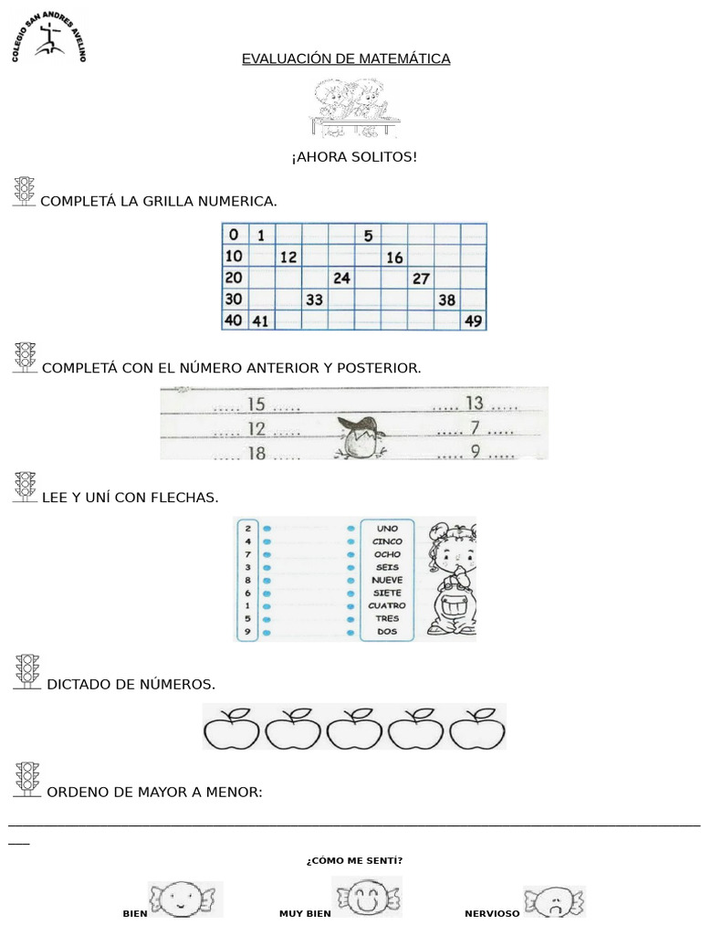 Evaluaciones 1ro A 2024 | PDF