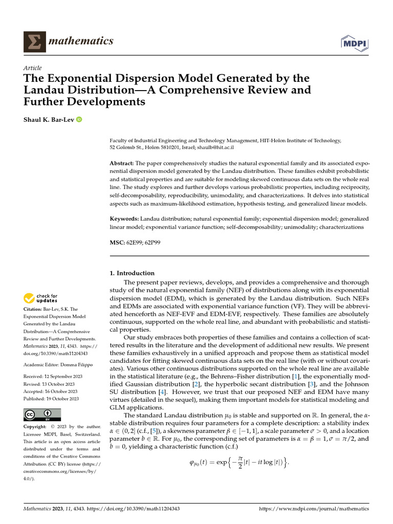 The_Exponential_Dispersion_Model_Generated_by_the_ | PDF | Skewness ...