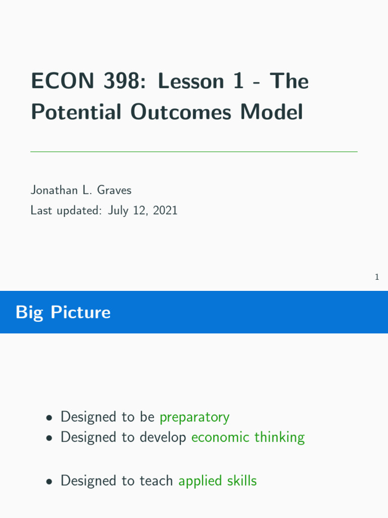 Understanding the Potential Outcomes Model | PDF | Experiment | Methodology