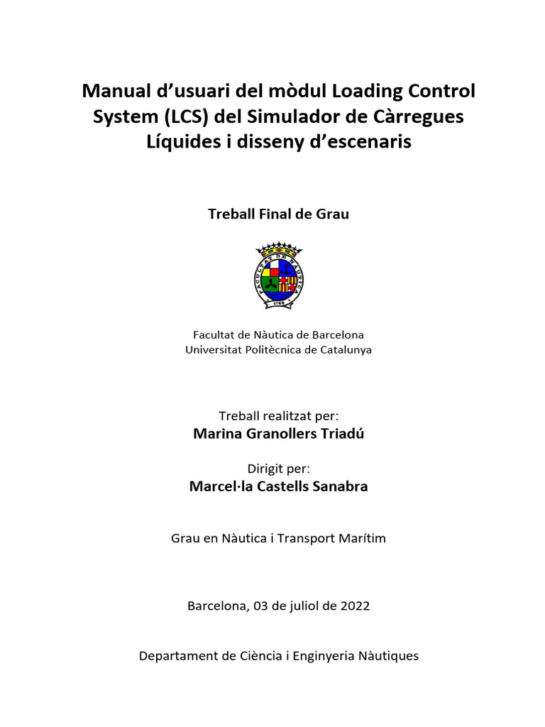 Manual Dusuari Del Mdul Loading Control System LCS Del Simulador de Crregues Lquides I Disseny ...