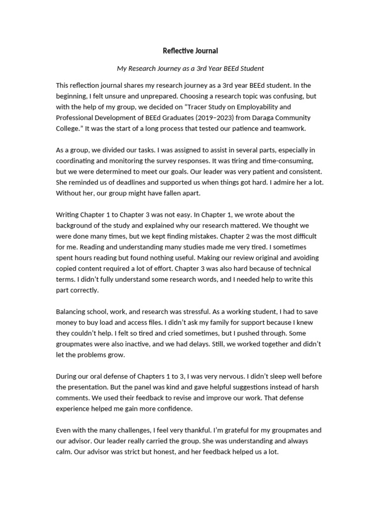 Reflective Journal of a BEEd Student | PDF | Cognition
