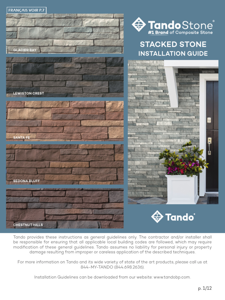 Tando Stacked Stone Install Guide | PDF | Wall | Screw