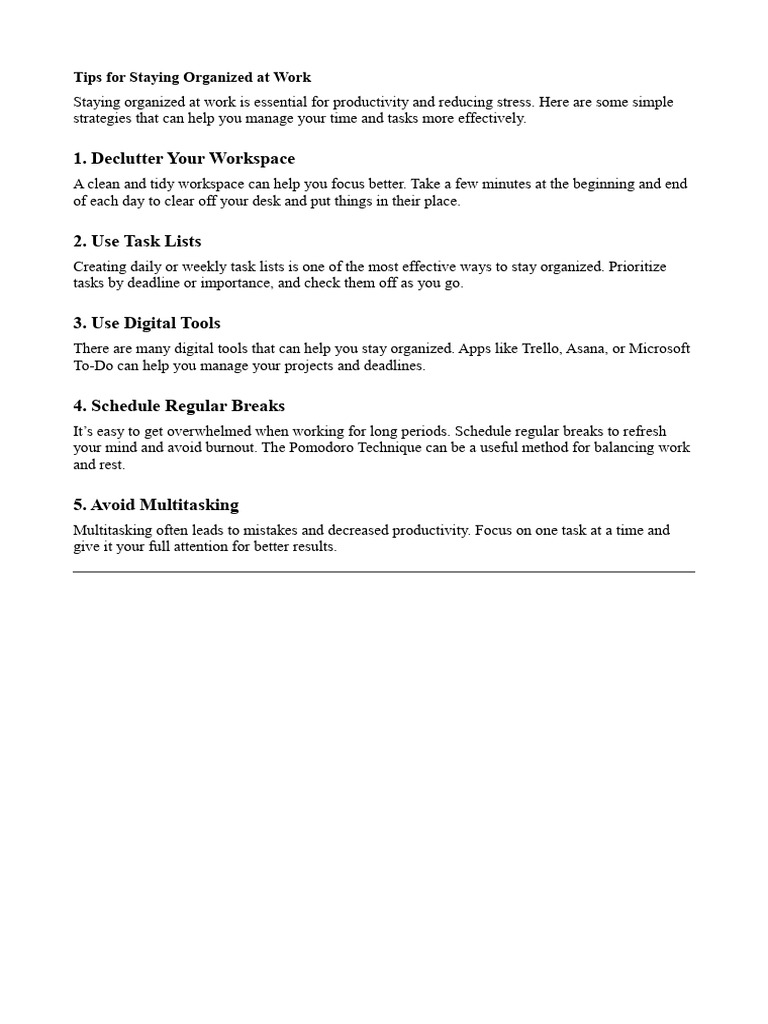 How To Stay Organized at Work Ai Generated | PDF