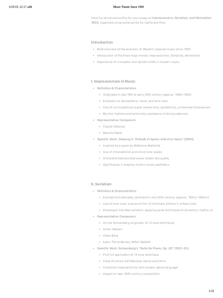 Music Trends Since 1900 | PDF | Classical Period (Music) | Suite (Music)