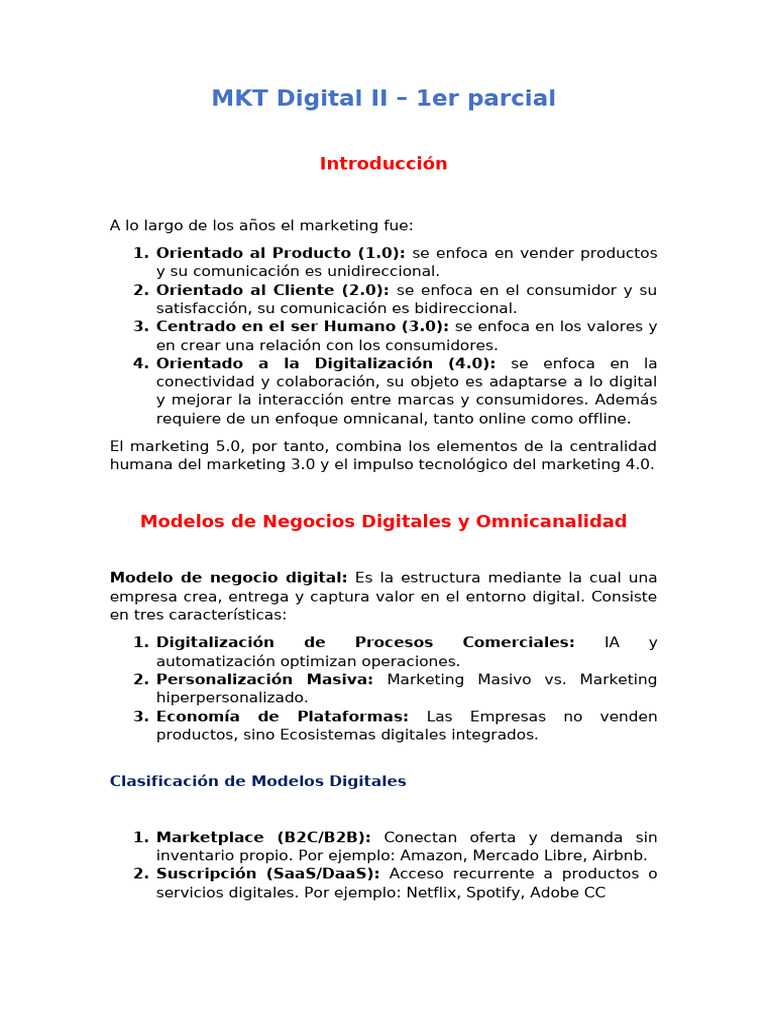 1er Parcial RESUMEN | PDF | Marketing | Inteligencia artificial