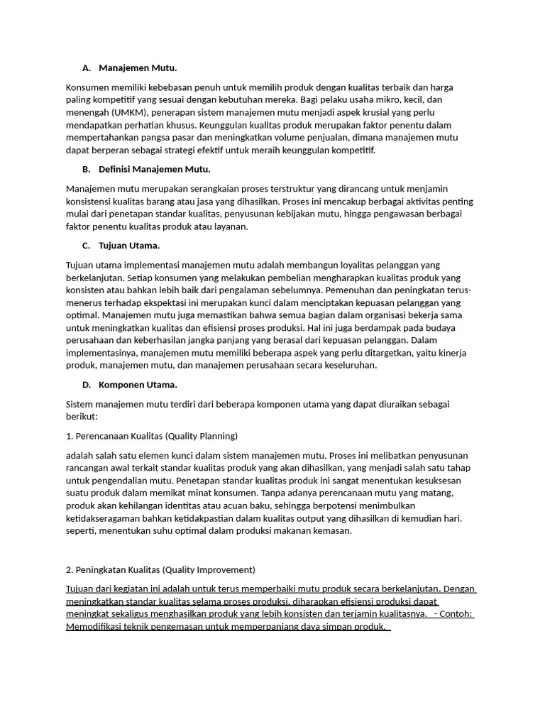 Manajemen Mutu | PDF