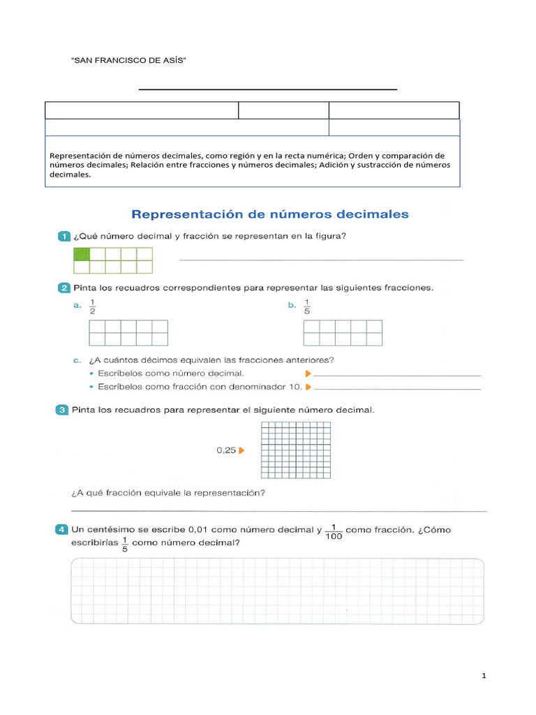 Guía de Números Decimales para 5° Básico | PDF