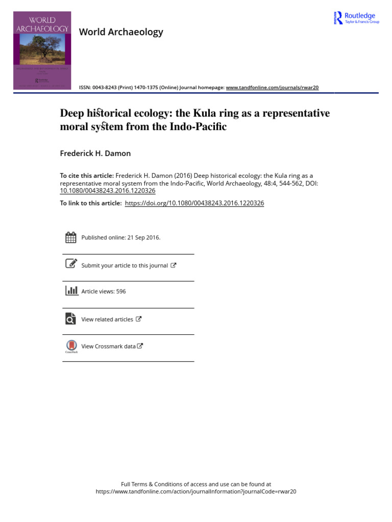 Deep Historical Ecology The Kula Ring As A Representative Moral System From The Indo-Pacific ...
