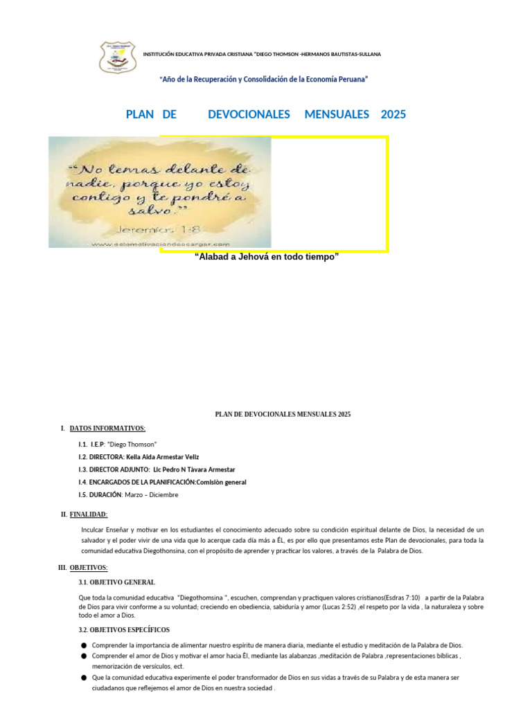 Programa de Devocionales 2025 - Mañana | PDF | Misericordia | Concepciones de dios