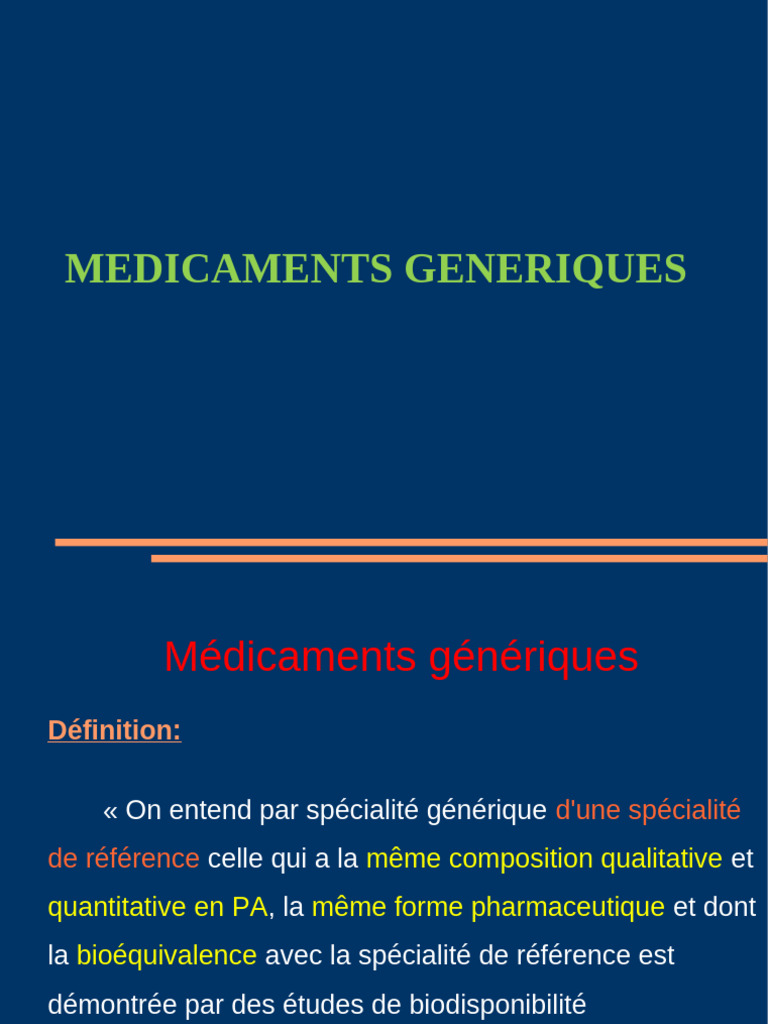 Cours 2 Méd Génériques | PDF | Médicament générique | Ordonnance médicale