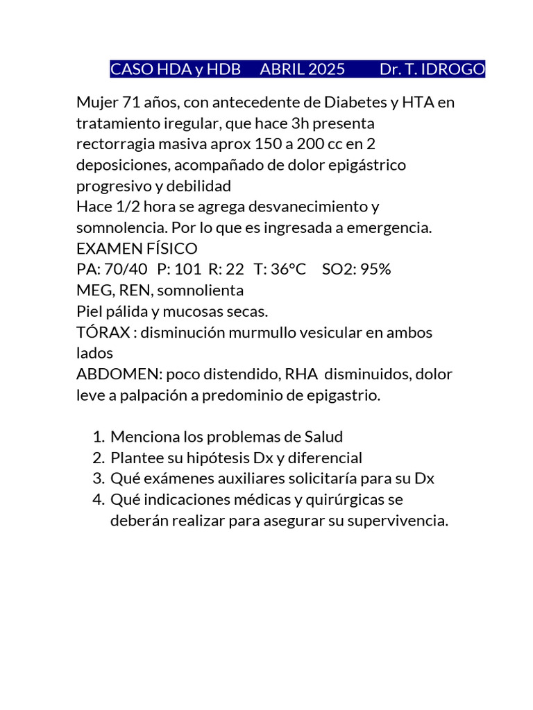 Caso Clinico HDA y Hdb 2025 | PDF
