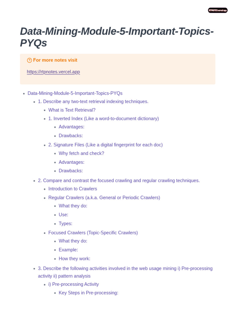 Data Mining Module 5: Key Topics & Techniques | PDF | World Wide Web ...