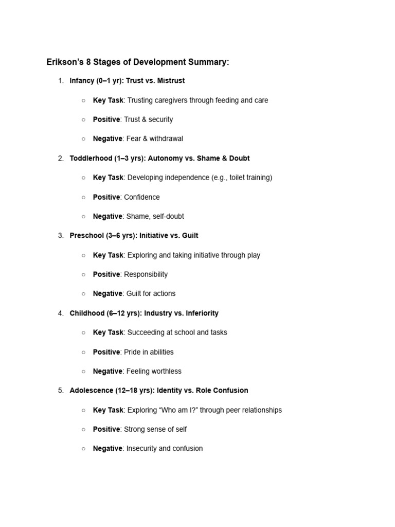 Erikson's 8 Stages of Development Explained | PDF | Identity (Social ...