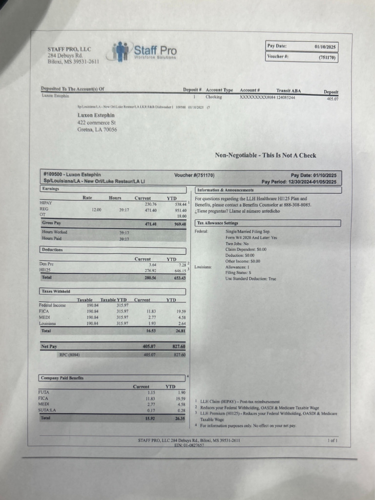 Payroll Deposit Voucher | PDF
