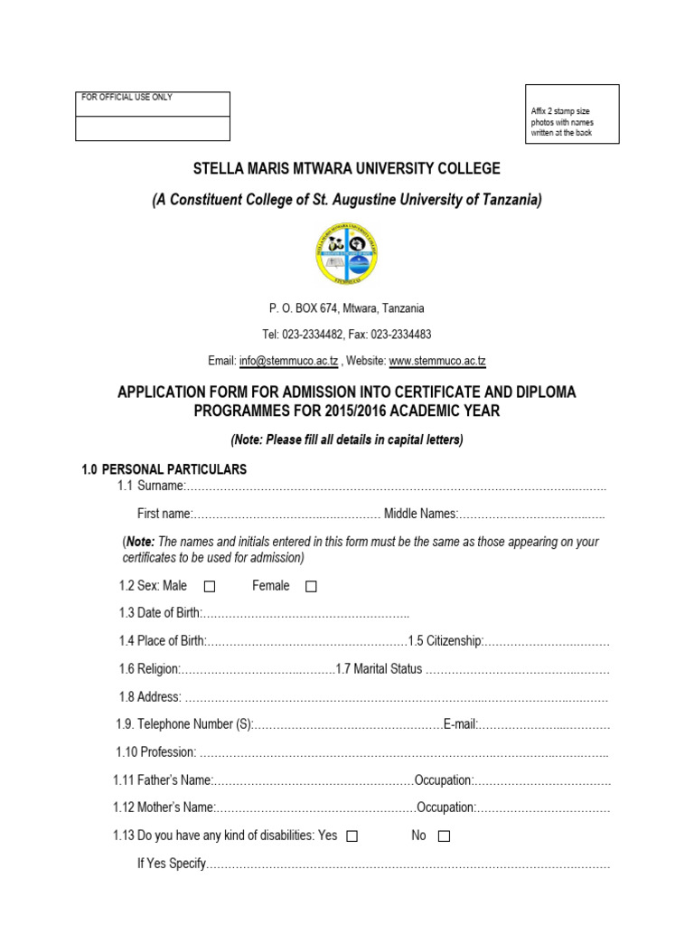 APPLICATION Form - Cert-Dipl - 2015-16 | PDF | Diploma | Educational Stages