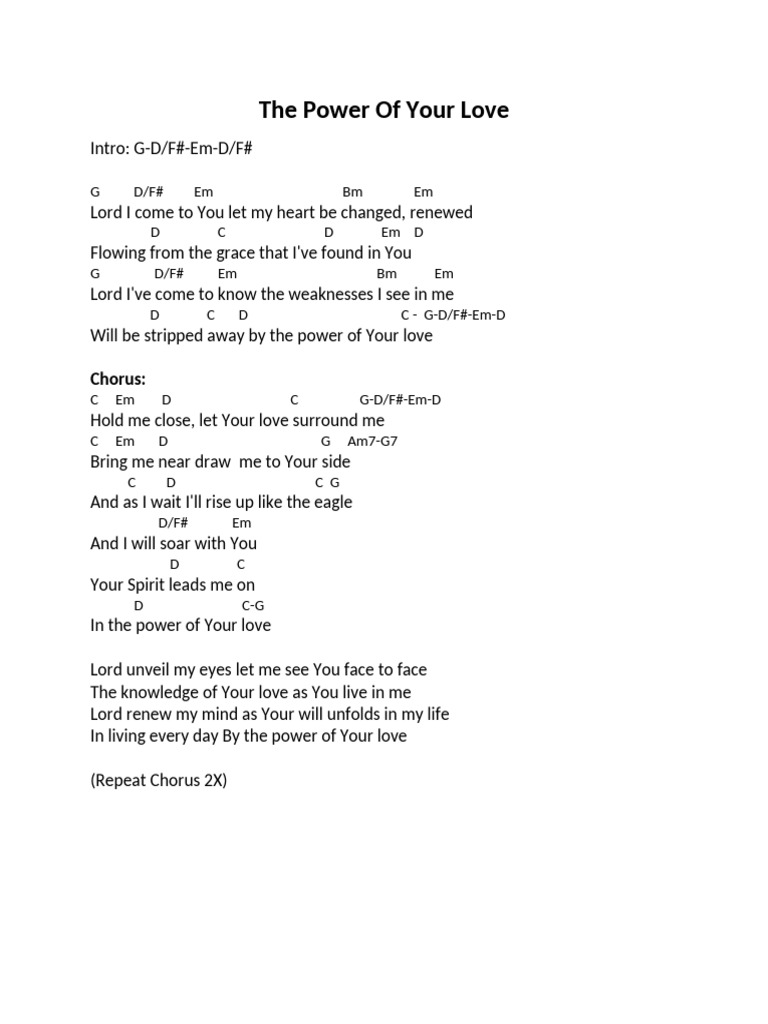 Power of Your Love Chords & Lyrics | PDF