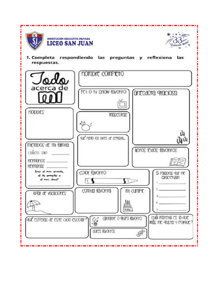 El Autoconcepto - Ficha - 4° | PDF