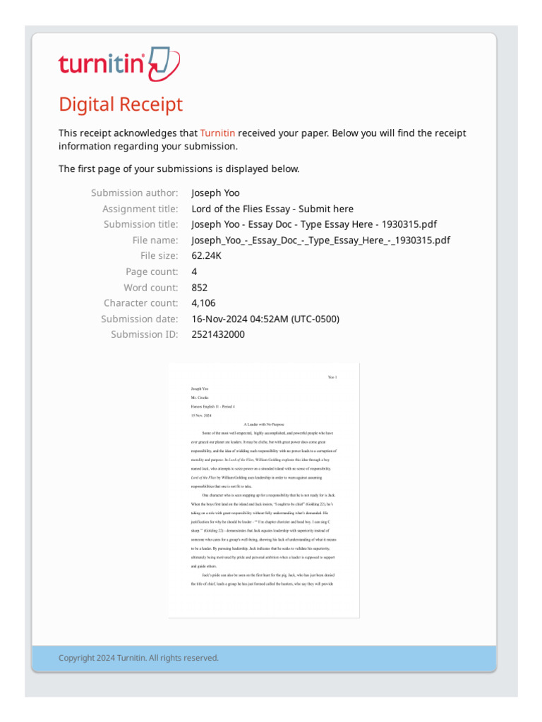 receipt_Joseph Yoo - Essay Doc - Type Essay Here - 1930315.pdf | PDF