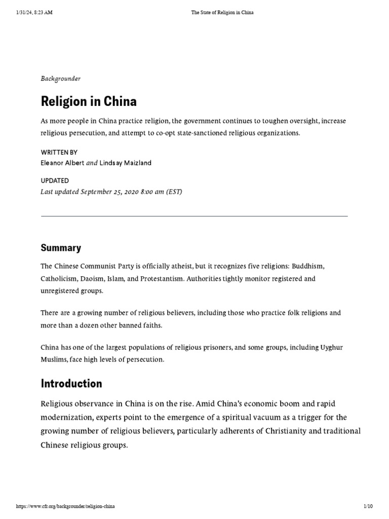 The State of Religion in China | PDF | Tibet | China