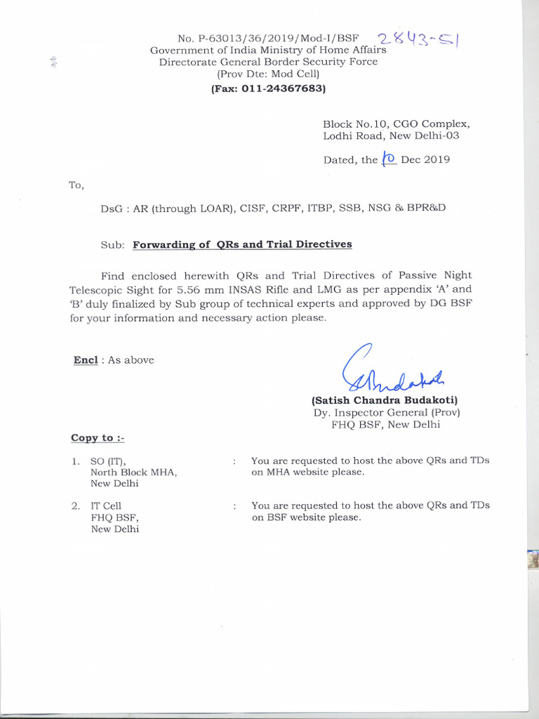 Passive Night Telescopic Sight For 7.62MM Insas Rifle and LMG 26042022 ...