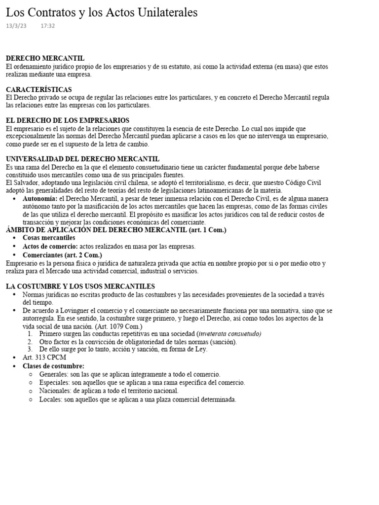 Los Contratos y Los Actos Unilaterales | PDF | Derecho Civil (Common ...
