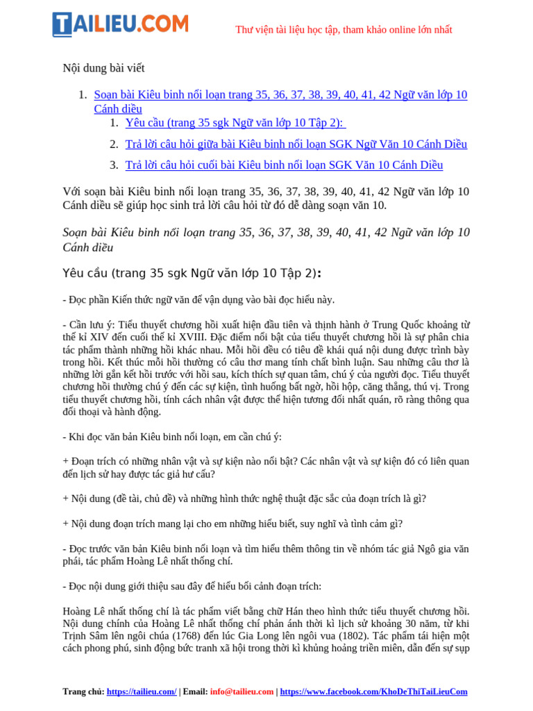 2023022016501963f3425bd6d24 Soan Van Kieu Binh Noi Loan SGK Ngu Van 10 Canh Dieu | PDF