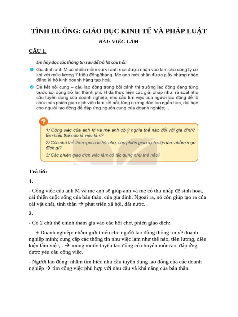 Tự luận GDKTPL 11 GK1 | PDF